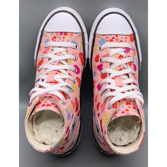 Converse | Shoes | Converse Hearts Pink Chuck Taylor Junior High Top ...